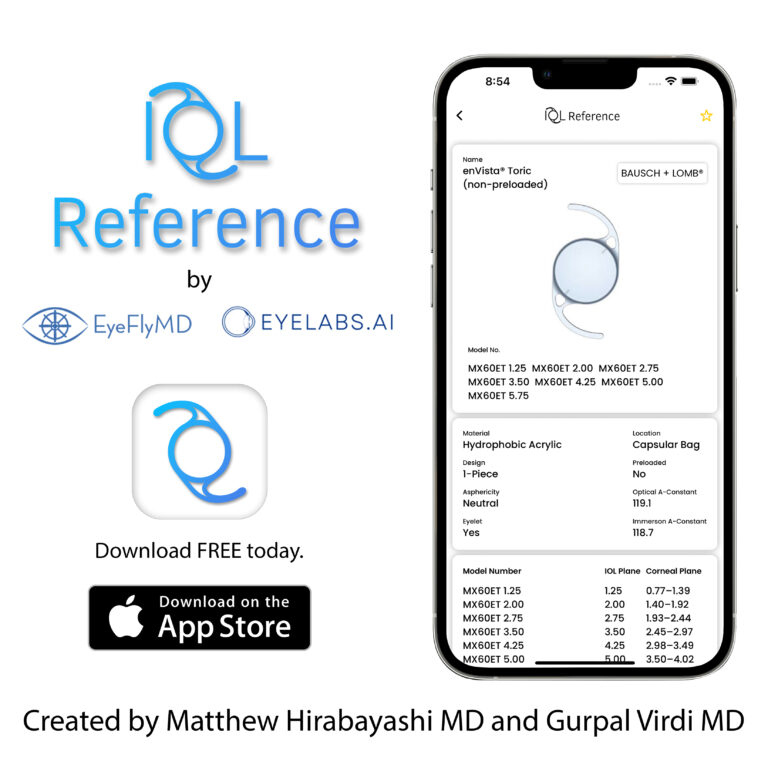 IOL Reference app Released for IOS - Eye Fly MD